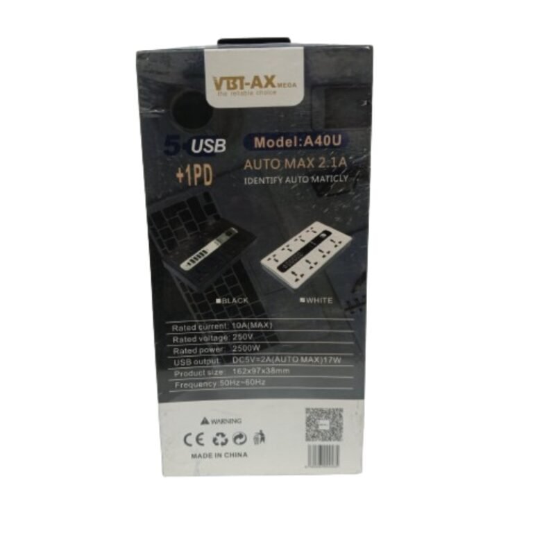 VBT-AX MEGA 8 Ways Multi Socket Extension with 5 USB - Vsonic